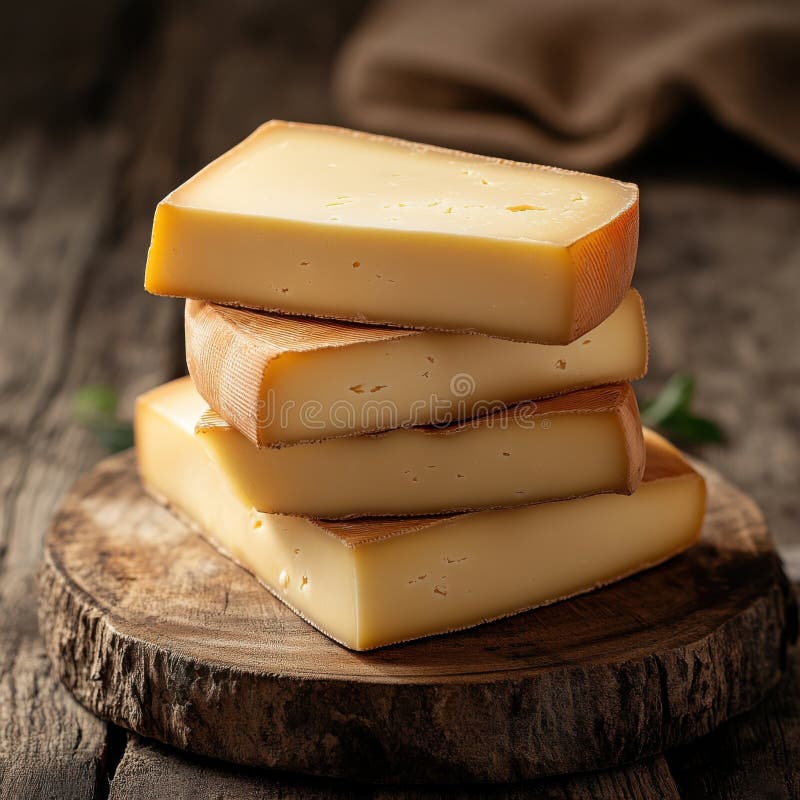 Delicious Blocks of Cheese Displayed on a Rustic Wooden Board in a Cozy ...