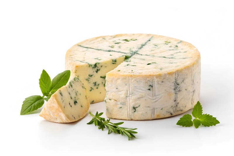 Delicious Blue Cheese Wheel with Fresh Herbs and Unique Textures on ...