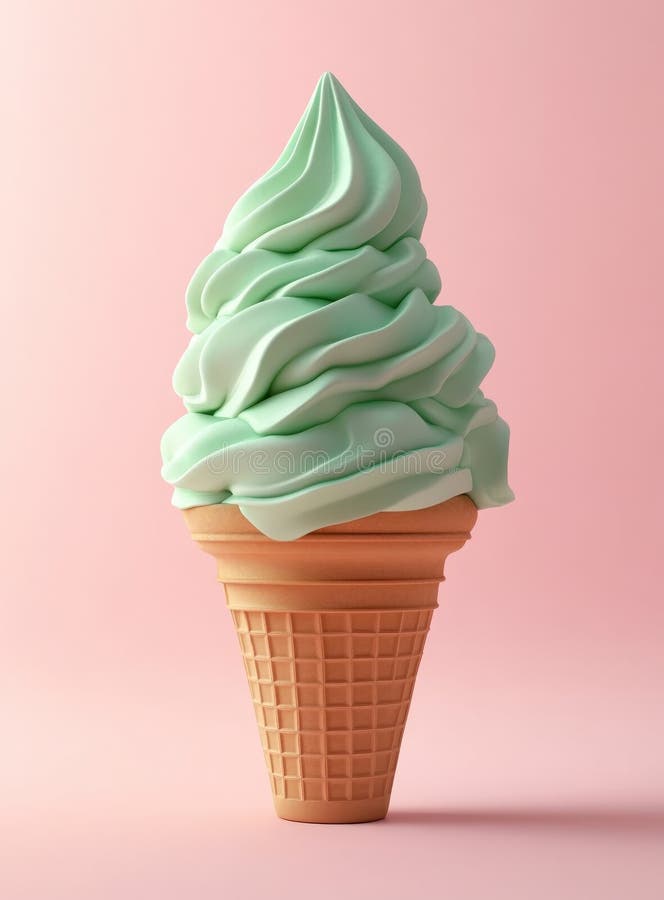 A Delicious Blue Ice Cream Cone Placed Against a Vibrant Pink ...