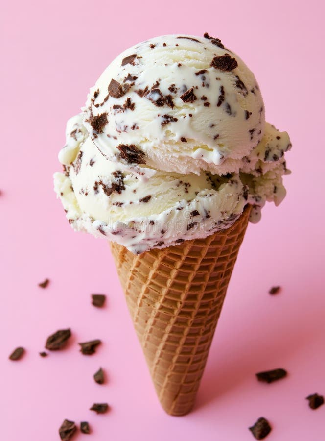 A Delicious Blue Ice Cream Cone Placed Against a Vibrant Pink ...