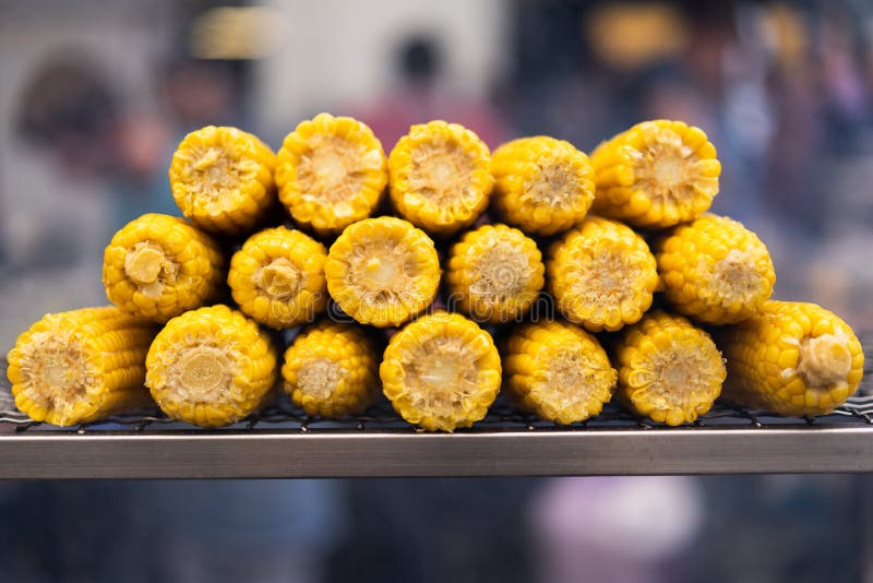 Many Cobs of Fresh Delicious Boiled Corn Stock Photo - Image of meal ...