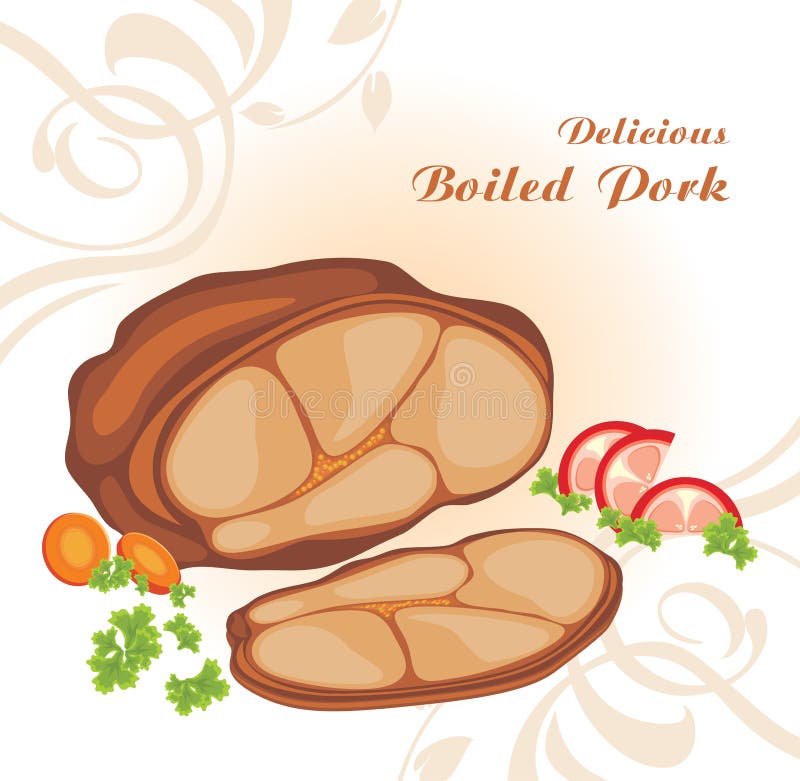 Delicious Boiled Pork. Label for Menu Design Stock Vector ...