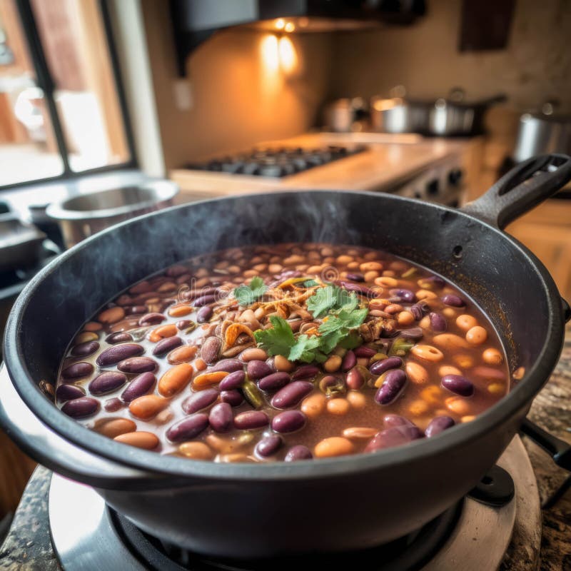 Delicious Boiling Hot Beans Stock Illustration - Illustration of ...