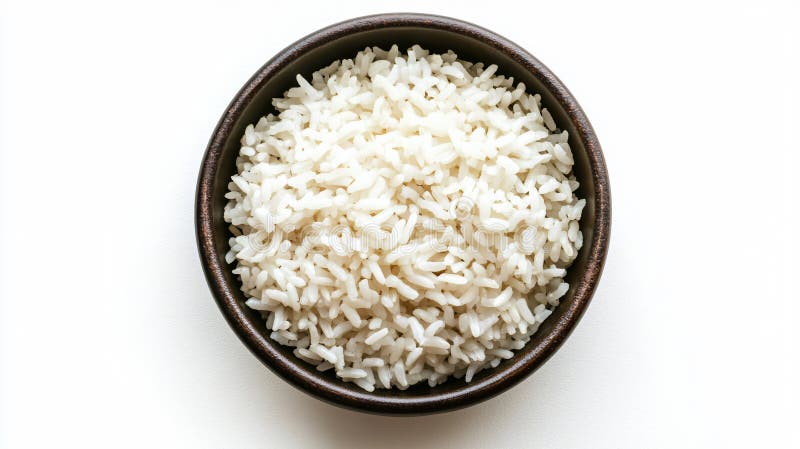 Delicious Bowl Boiled Rice White Background Culinary Projects Stock ...