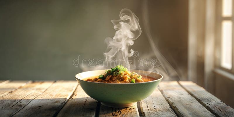 Delicious Bowl of Freshly Prepared Food on Table by Sunlit Window Stock ...