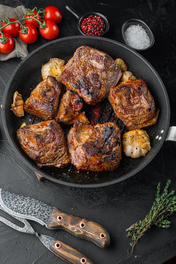 Delicious Braised Beef Meat And Rice In White Bowls With Stylish Napkin ...