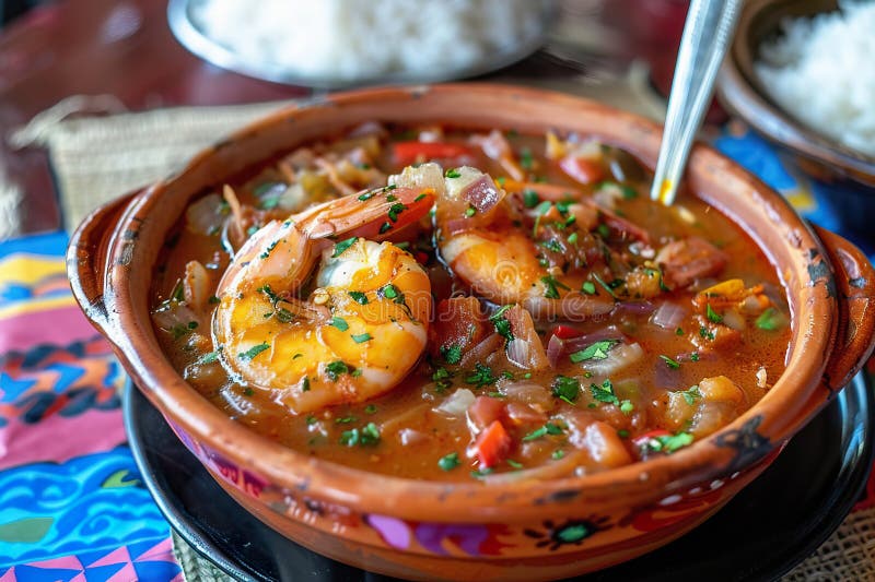 Delicious Brazilian Moqueca with Shrimp and Fish Stock Photo - Image of ...