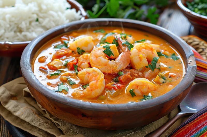 Delicious Brazilian Moqueca with Shrimp and Fish Stock Photo - Image of ...