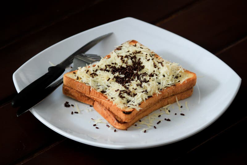 Delicious Bread Sprinkled with Messes and Cheese Stock Image - Image of ...