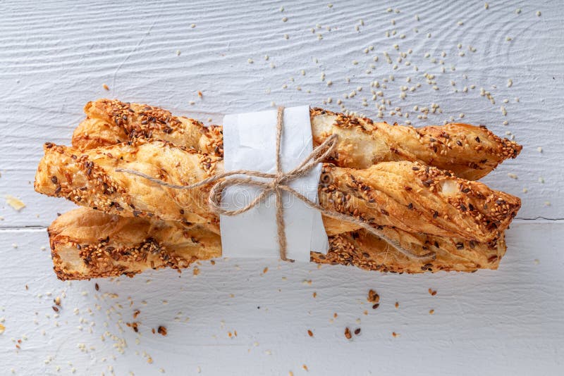 Delicious Bread Sticks on Table in Rustic Kitchen Stock Photo - Image ...