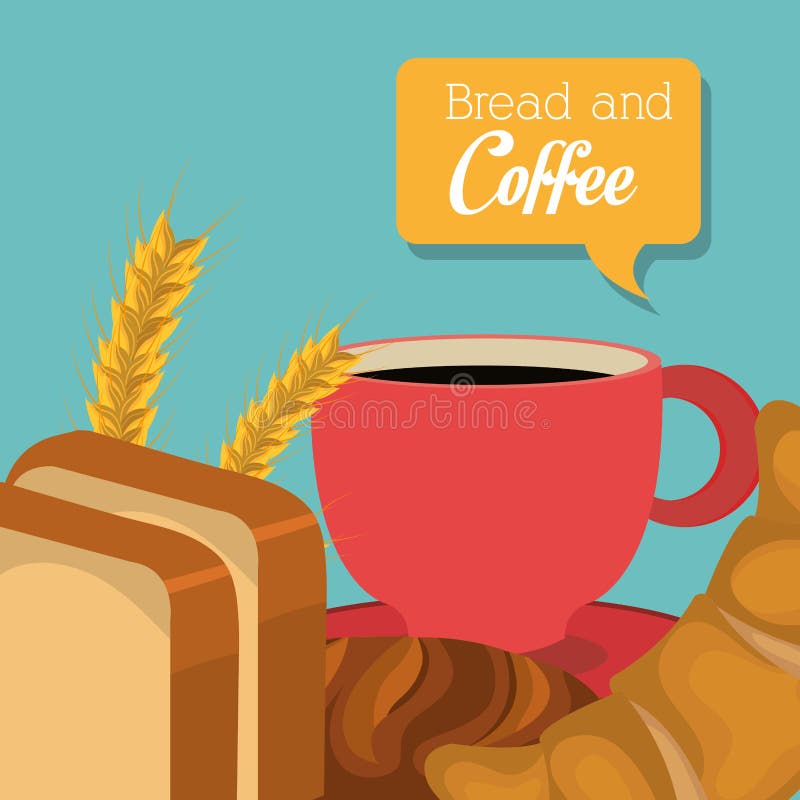 Delicious Breads and Coffee Label Stock Vector - Illustration of break ...