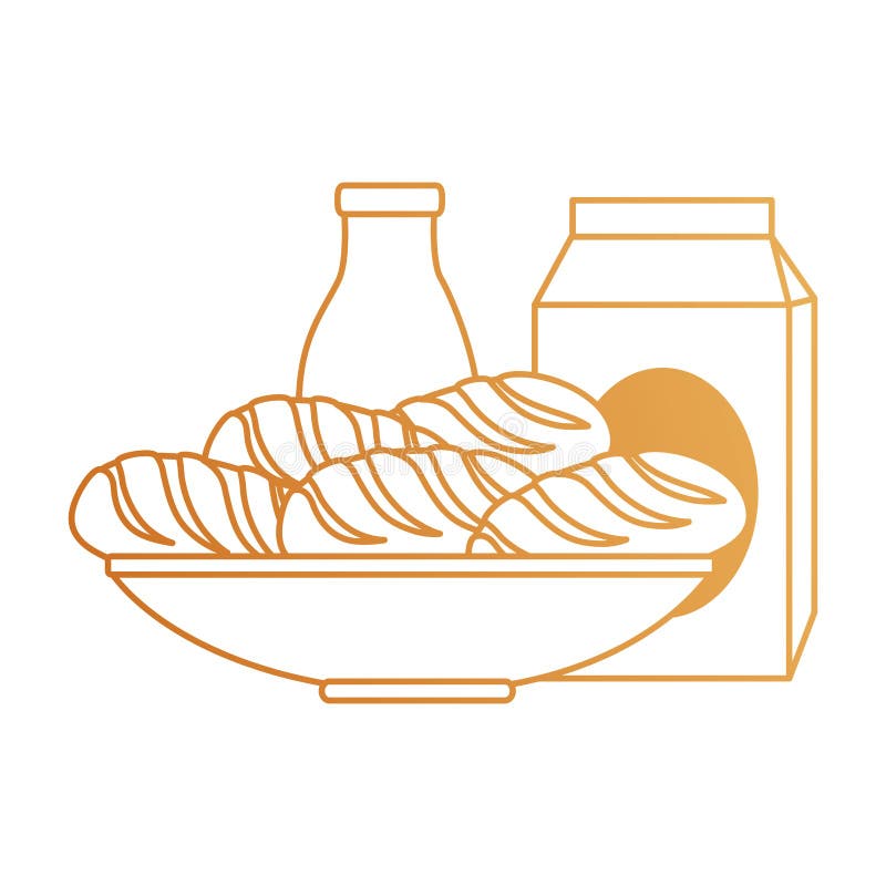 Delicious Breads in Dish and Milk Stock Illustration - Illustration of ...