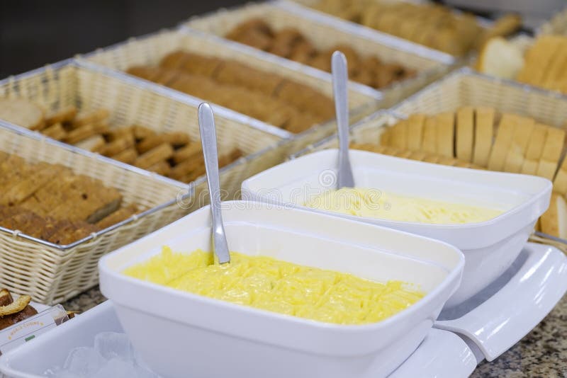 Delicious Breakfast Buffet with Bread and Butter 1 Stock Image - Image ...