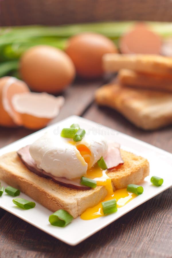 Delicious Breakfast. Eggs Benedict with Ham on Toast. Stock Image ...