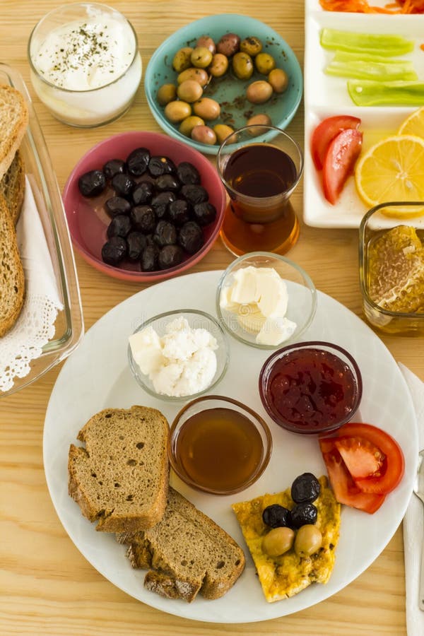 Delicious,daily Breakfast at Home on the Wooden Table Stock Image ...