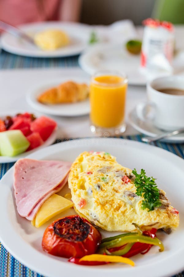 Breakfast with omelet stock photo. Image of fried, delicious - 122445604