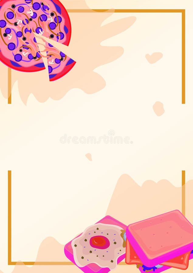 Delicious Breakfast and Pizza with Colour Palette Poster Stock ...