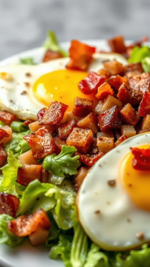 Vibrant Breakfast Spread Showcases Two Fried Eggs Crispy Bacon Stock ...