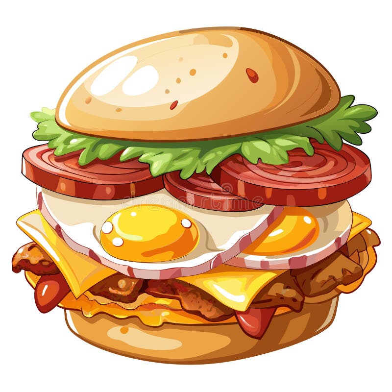 Delicious Breakfast Sandwich with Bacon, Egg, and Cheese. Stock Vector ...