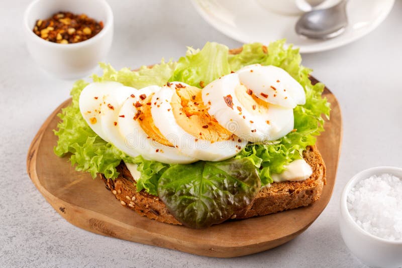 Delicious Breakfast. Sandwich with Boiled Egg on Toasted Bread Stock ...