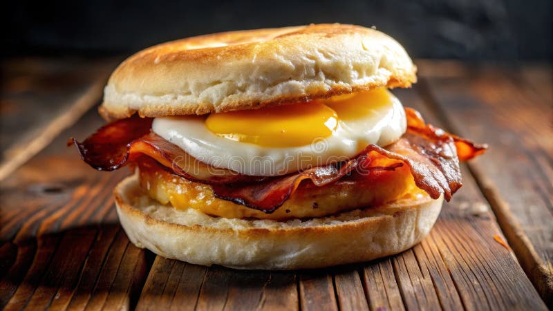 Delicious Breakfast Sandwich with Crispy Bacon and Sunny Side Up Eggs ...