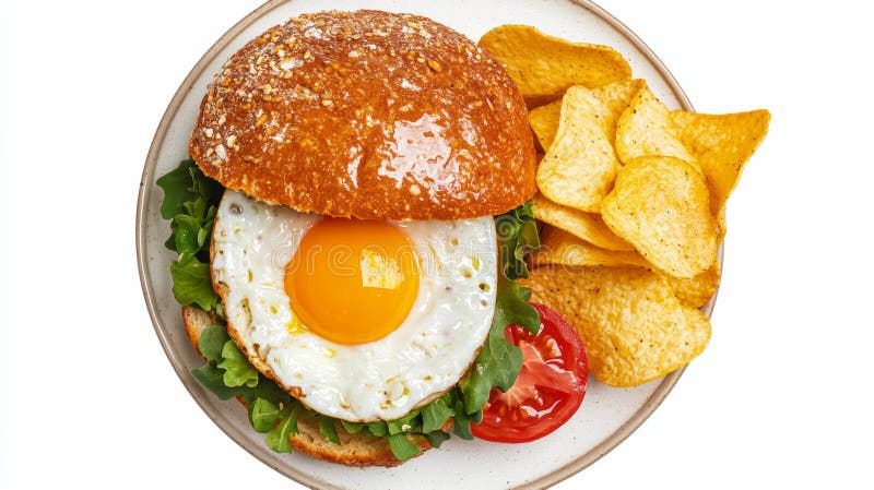 Delicious Breakfast Sandwich with Fried Egg, Cherry Tomato, and Salad ...