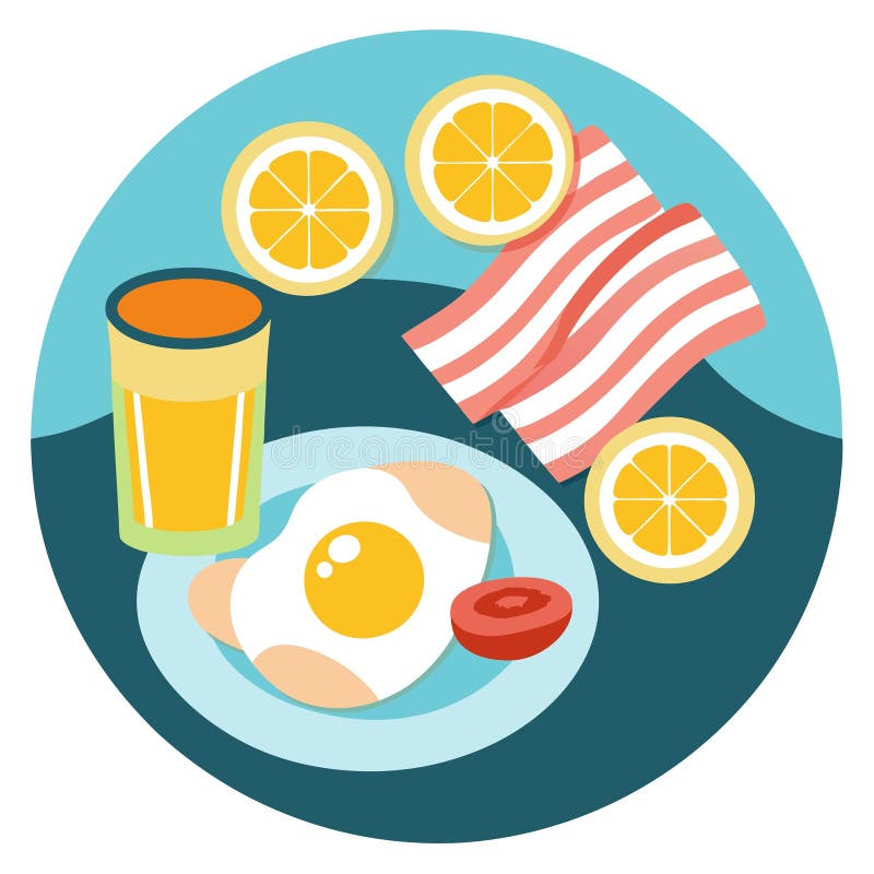 Delicious Breakfast Spread with Eggs Bacon and Lemon Wedges Stock ...