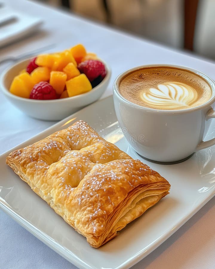 A Delicious Breakfast Spread Featuring a Pastry, Coffee, and a Bowl of ...