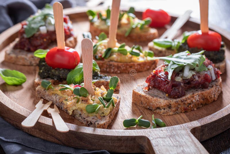 Delicious Bruschetta Made of Bread for a Snack Stock Photo - Image of ...