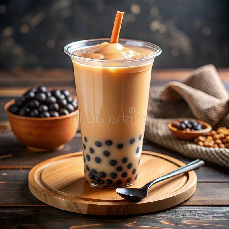 Delicious Bubble Tea with Tapioca Pearls in a Clear Cup, Ai-Generated ...