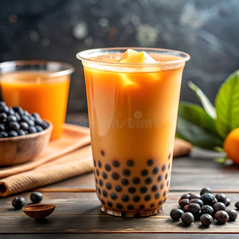 Delicious Bubble Tea with Tapioca Pearls in a Clear Cup, Ai-Generated ...