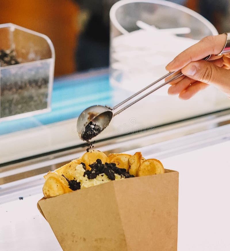 Delicious Bubble Waffle To Take on the Go Stock Image - Image of ...