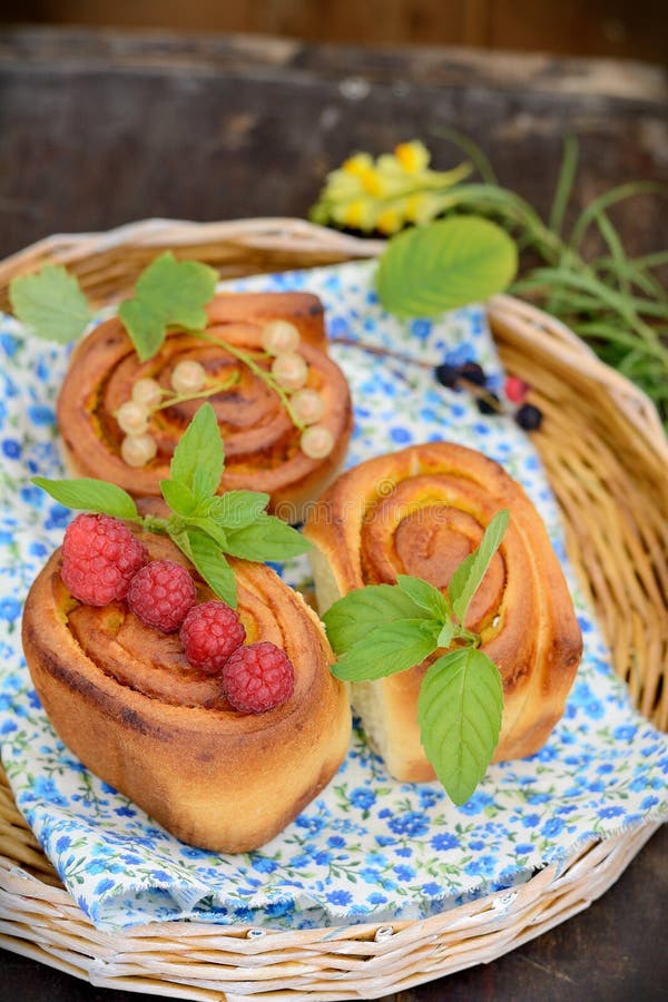 Delicious Buns with Fun Curls Stock Image - Image of closeup, cake ...