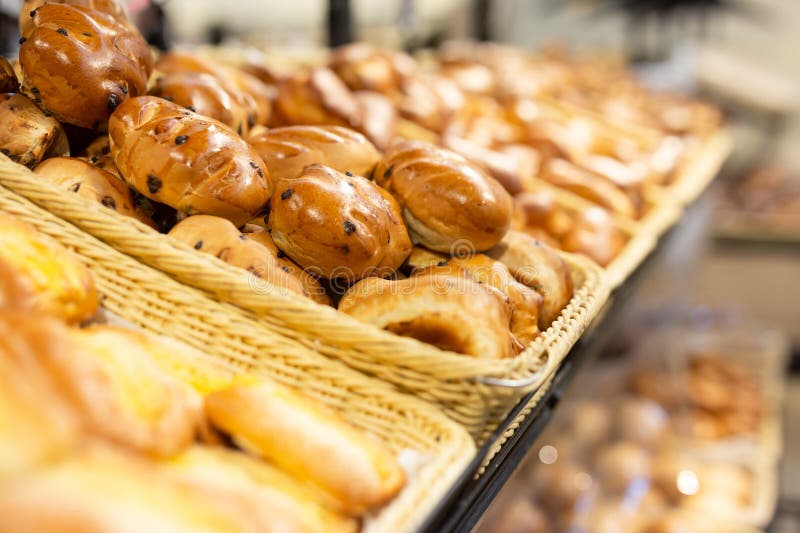 Delicious Buns Stuffed with Raisins on the Counter Stock Photo - Image ...