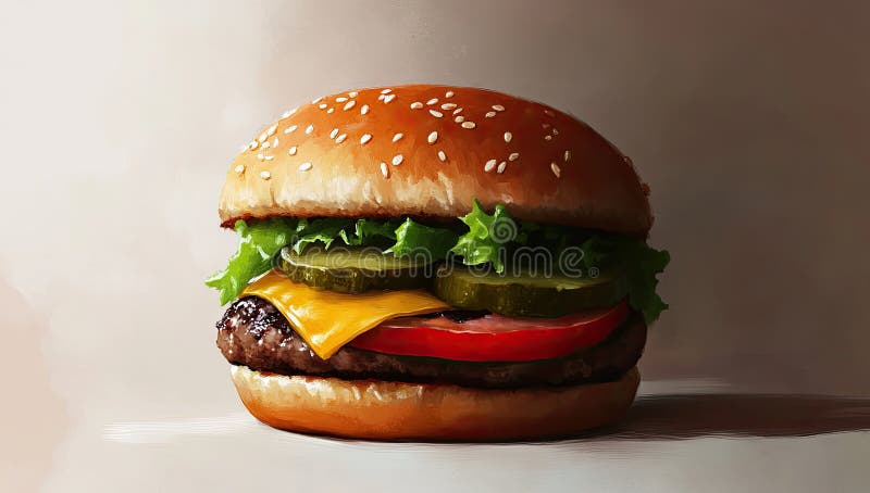 AI-Generated Cheeseburger Painting Stock Illustration - Illustration of ...
