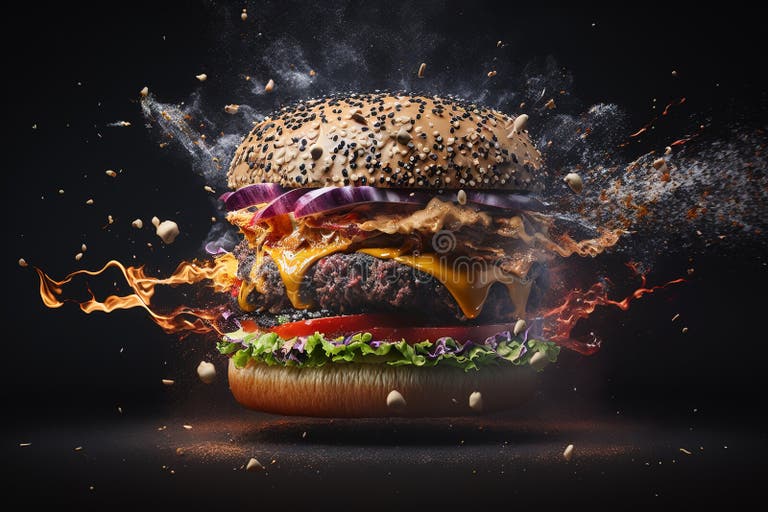Burger Exploding Stock Illustrations – 593 Burger Exploding Stock ...