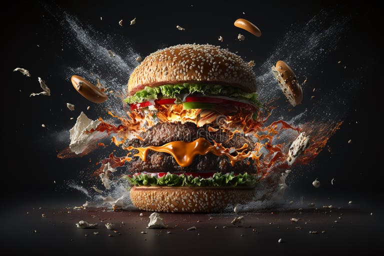 Burger Exploding Stock Illustrations – 552 Burger Exploding Stock ...