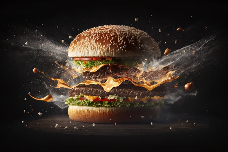 Burger Exploding Stock Illustrations – 377 Burger Exploding Stock ...