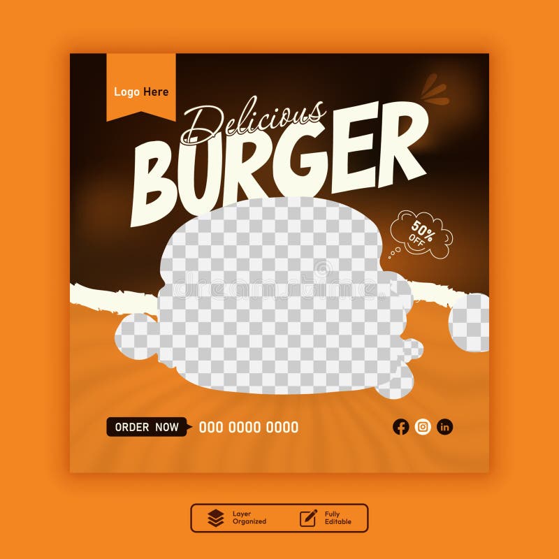 Delicious Burger and Food Menu Social Media Post or Banner Template ...