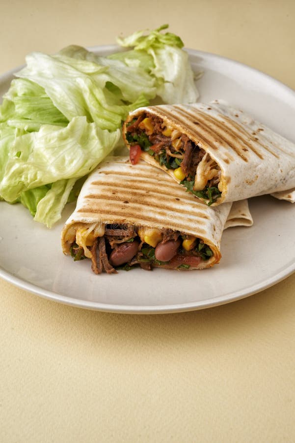Delicious Burrito on the Plate Stock Photo - Image of delicious, fresh ...