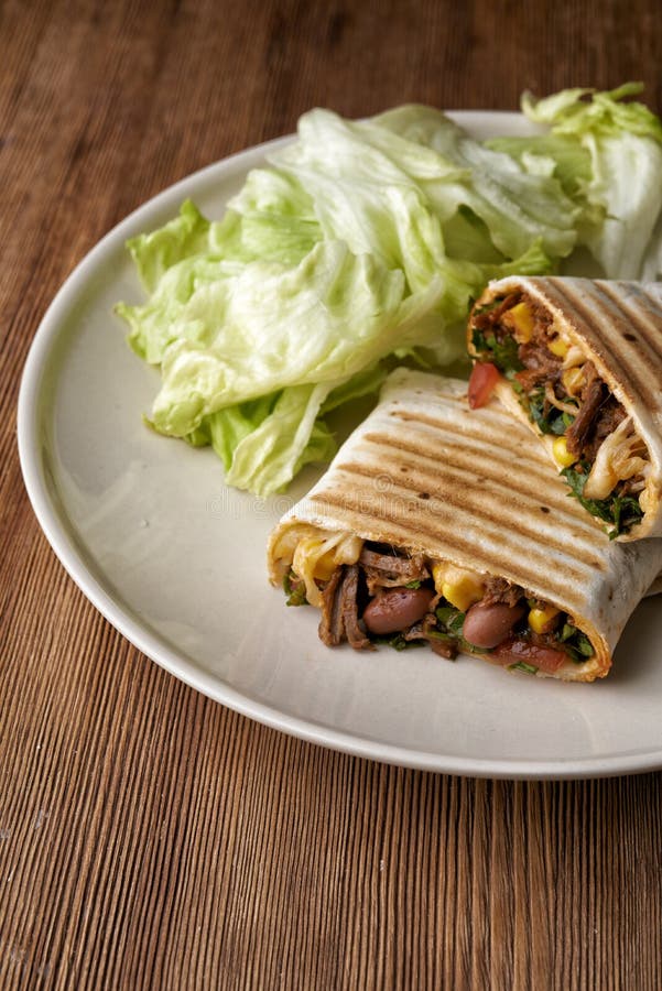 Delicious Burrito on the Plate Stock Image - Image of chili, fast ...