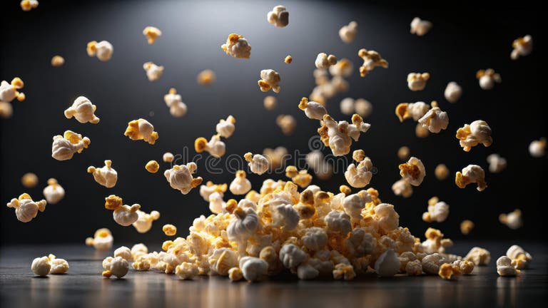 Delicious Buttery Popcorn Kernels Exploding in Mid-air, Creating a ...