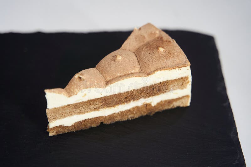 Delicious Cake on a Black Tray. Top View Stock Photo - Image of orange ...