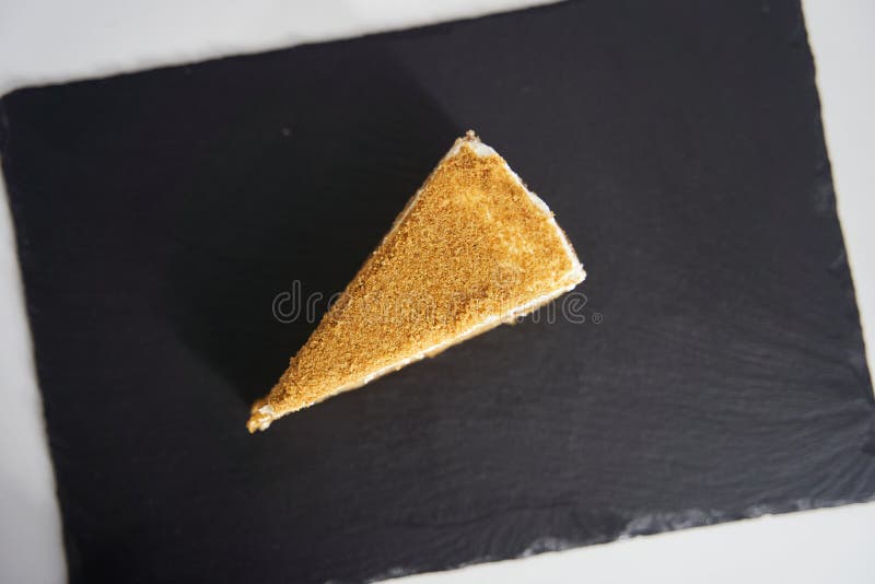 Delicious Cake on a Black Tray. Top View Stock Photo - Image of orange ...
