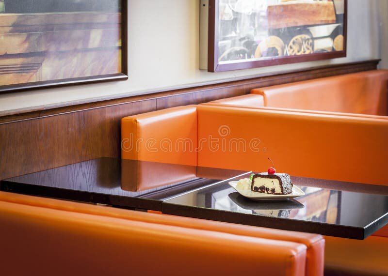 Delicious Cake with Cherry in a Cafe Place Stock Image - Image of cakes ...