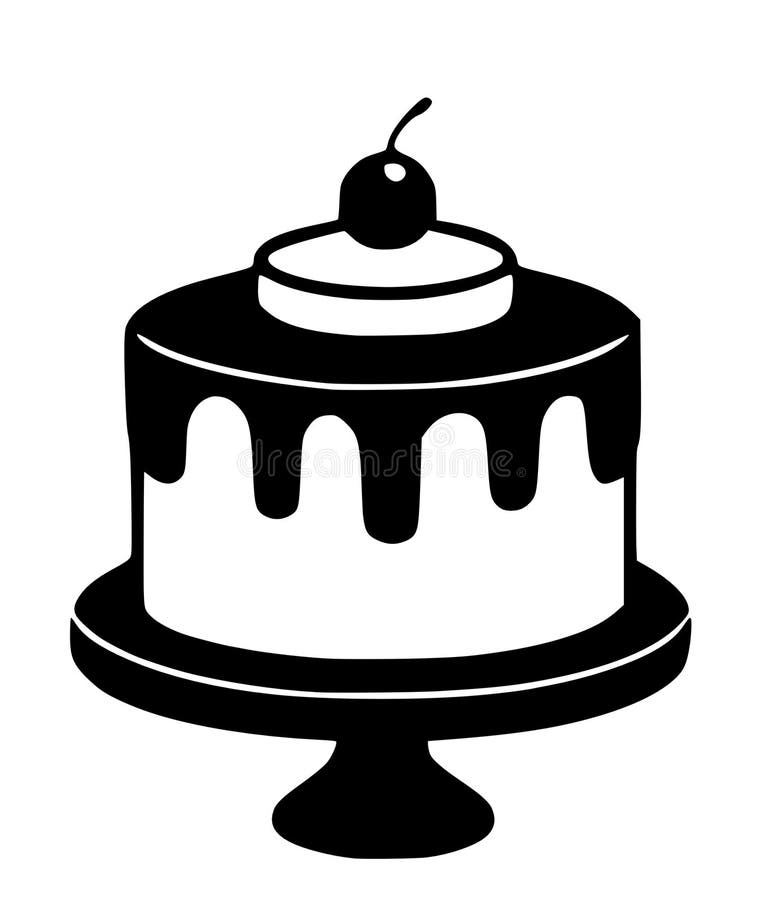 Delicious Cake with Cherry Cartoon Stock Illustration - Illustration of ...