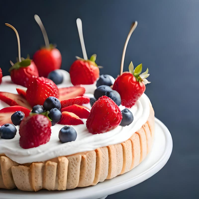 Delicious Cake with Fruits - Ai Generated Image Stock Illustration ...