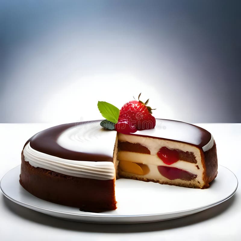 Delicious Cake with Fruits - Ai Generated Image Stock Illustration ...