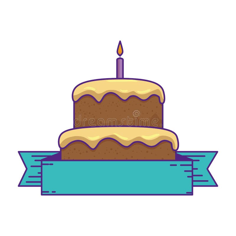 Delicious Cake with Ribbon Frame Stock Vector - Illustration of ...