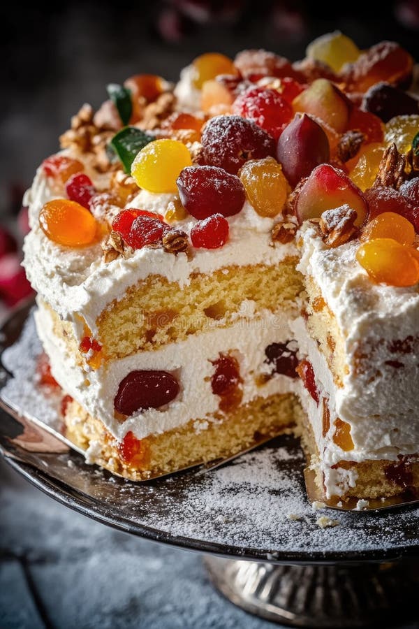 A Delicious Cake with a Slice Removed, Ready To Be Enjoyed Stock Photo ...